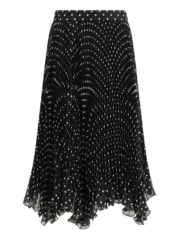Valentino Garavani Polka-dot Pleated Silk Skirt - Black