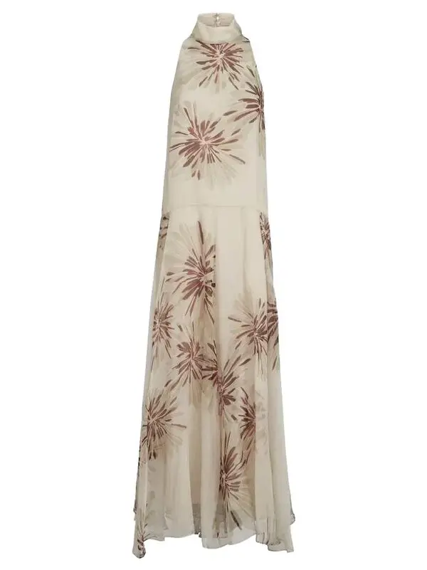 Brunello Cucinelli Long Printed Silk Dress - Multicolor
