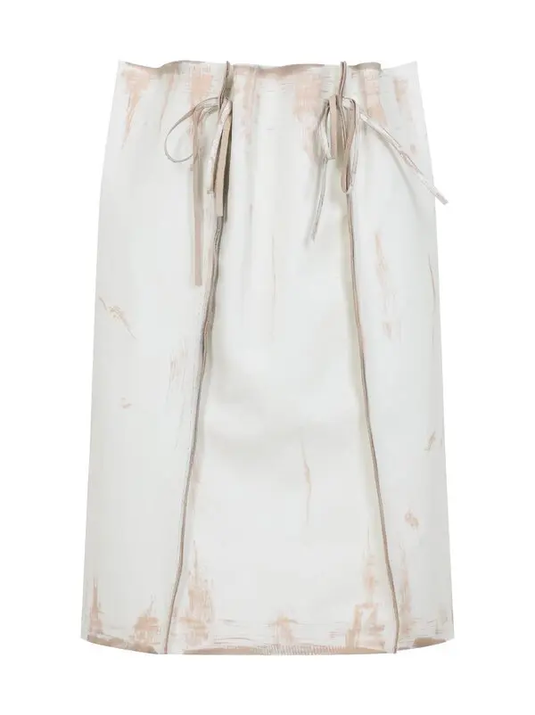 Prada Calf Leather Midi Skirt - White