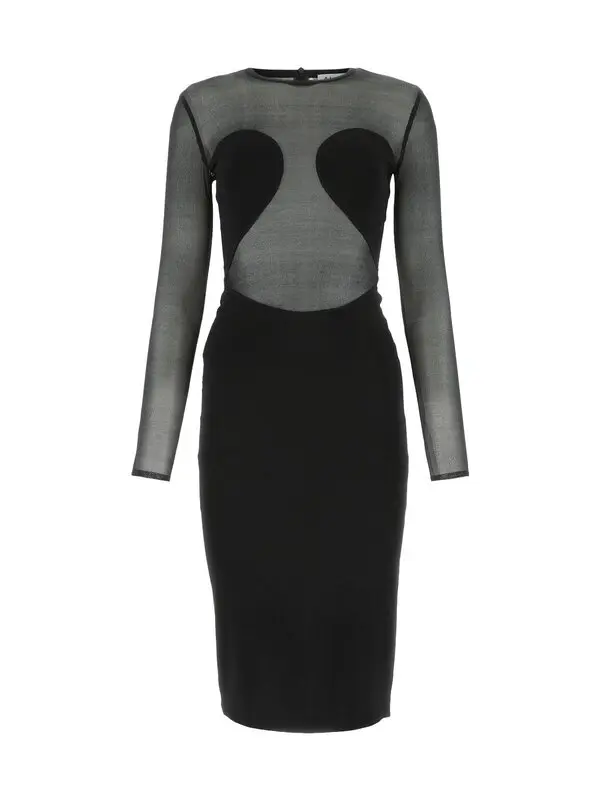 Alaïa Black Mesh Paneled Dress - Multicolor