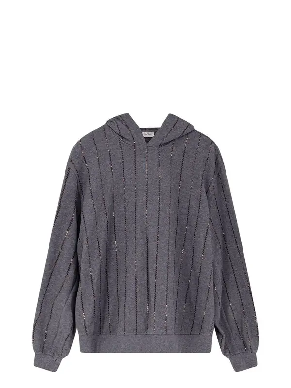 Brunello Cucinelli Sequin Embroidered Cotton Hoodie - Multicolor