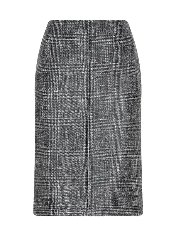 Bottega Veneta Prince Of Wales Check Leather Midi Skirt - Black