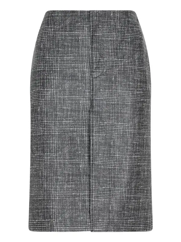 Bottega Veneta Prince Of Wales Check Leather Midi Skirt - Black