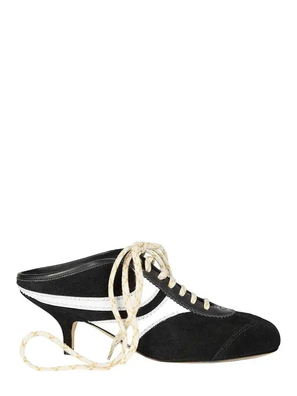 Dries Van Noten Heeled Mules With Lace-up Front - Black