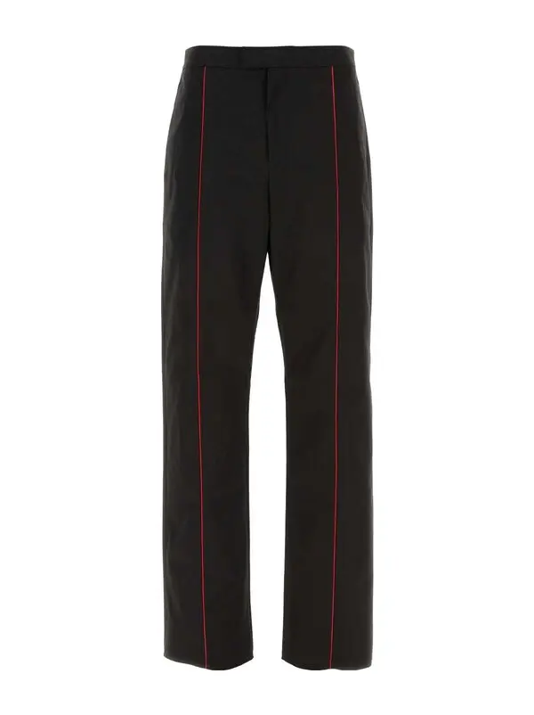 FERRAGAMO Salvatore Polyester Blend Pants With Contrast Stitching - Black
