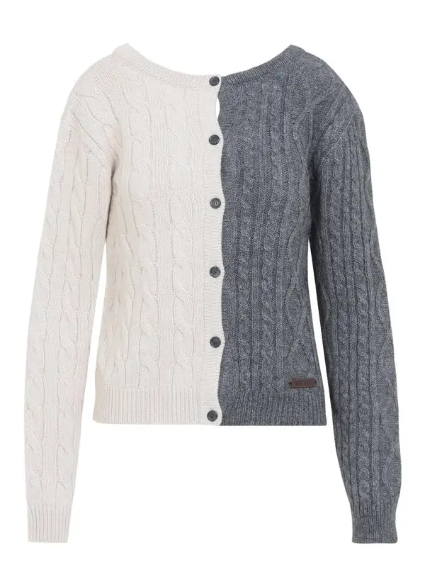 Moschino Bi-color Cable Knit Cardigan - Gray