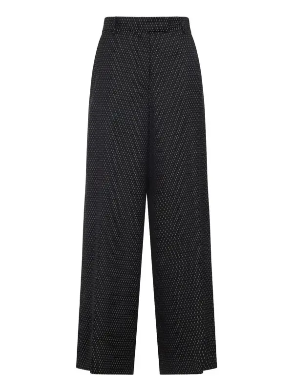 Dries Van Noten Geometric Pattern Wide Leg Trousers - Black