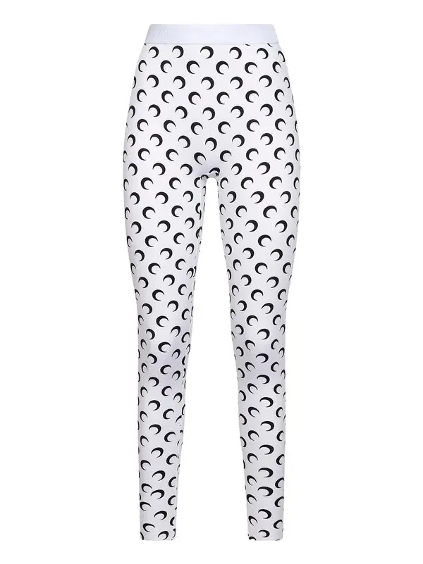 MARINE SERRE Optical White Moon Print Recycled Jersey Leggings - Multicolor