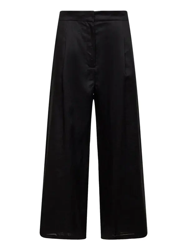Max Mara Black Washed Ramie Cropped Trousers - Multicolor