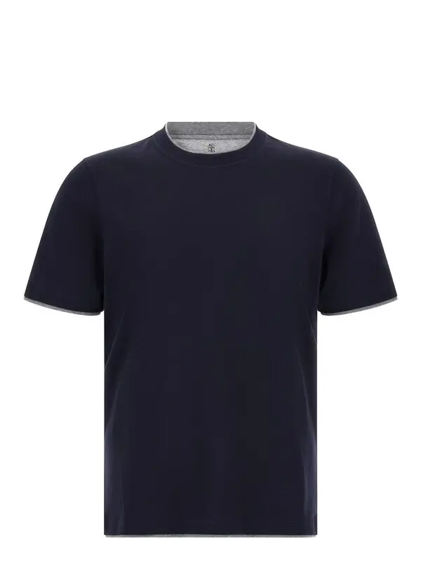 Brunello Cucinelli Double Layer T-shirt - Blue