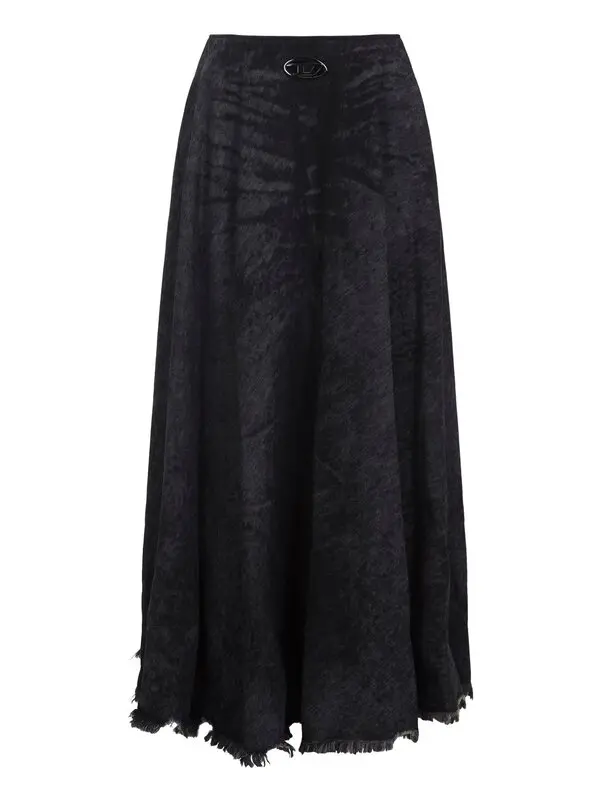 DIESEL® De-hannie Skirt With Fringed Hem - Black