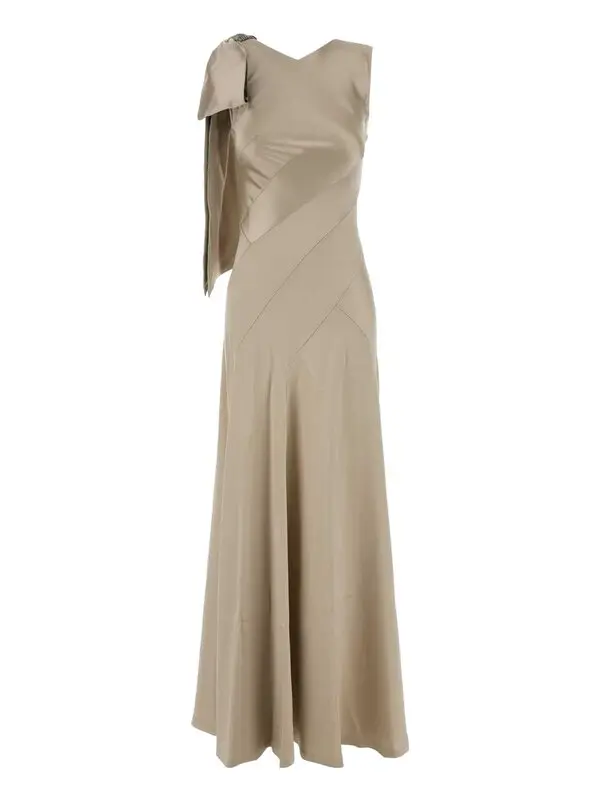 MAISON MARGIELA Sand Satin Long Dress - Brown