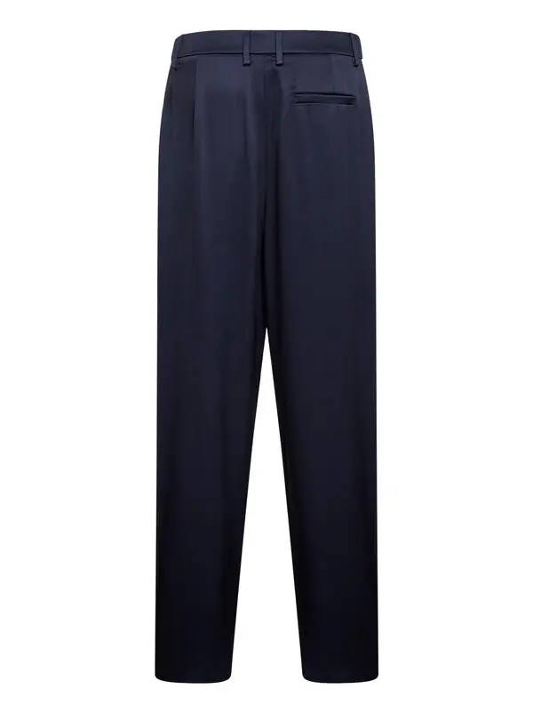 Giorgio Armani Blue Double Silk Satin One-pleat Trousers - Multicolor