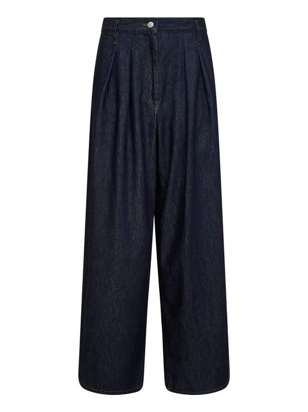 Dries Van Noten Indigo Denim Wide-leg Pleated Jeans - Multicolor
