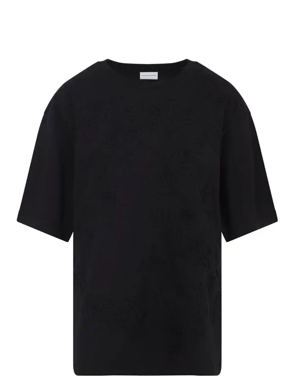 Dries Van Noten Embellished Cotton T-shirt - Black