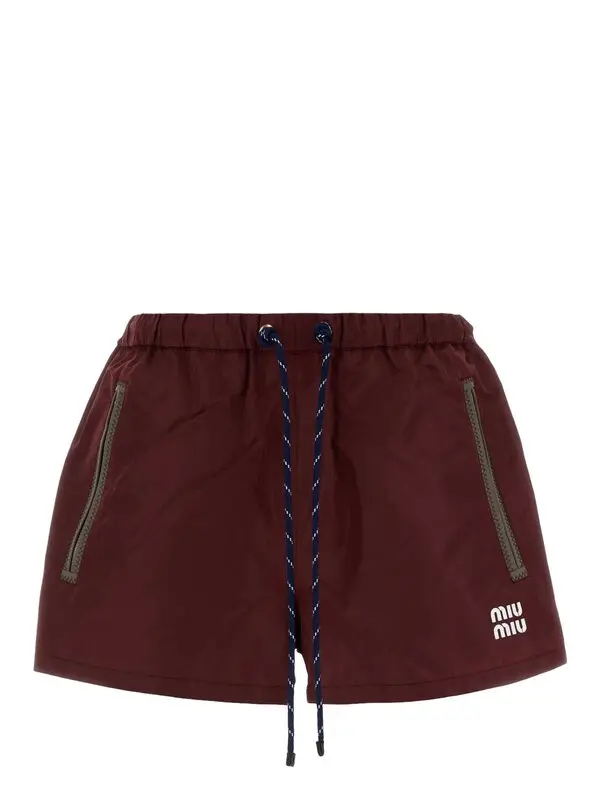 Miu Miu Burgundy Tech Fabric Shorts - Red