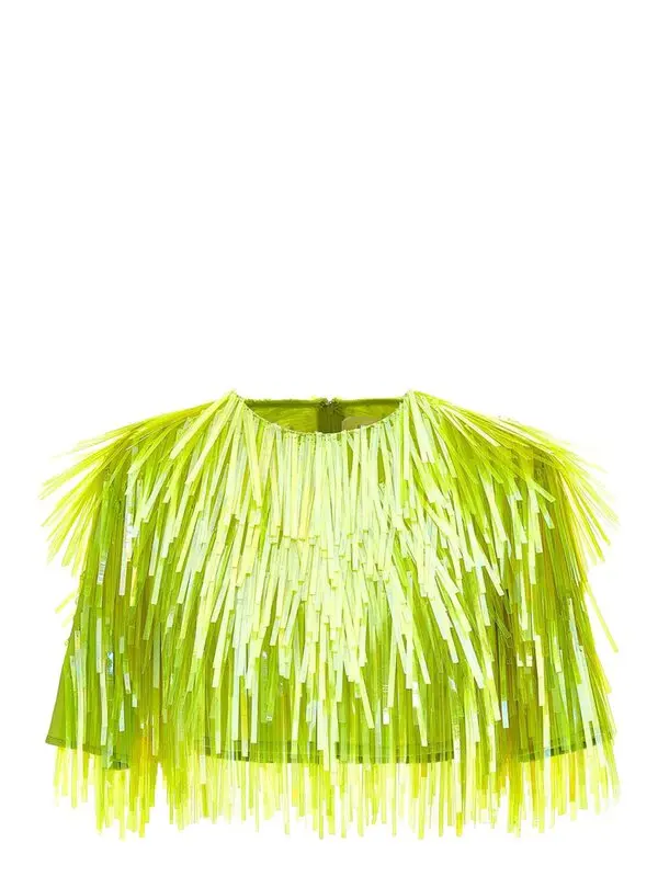 Sportmax Petalo Sequined Cropped Top - Yellow
