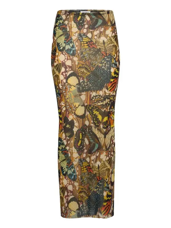 JEAN PAUL GAULTIER Long Skirt With Butterfly Print - Multicolor