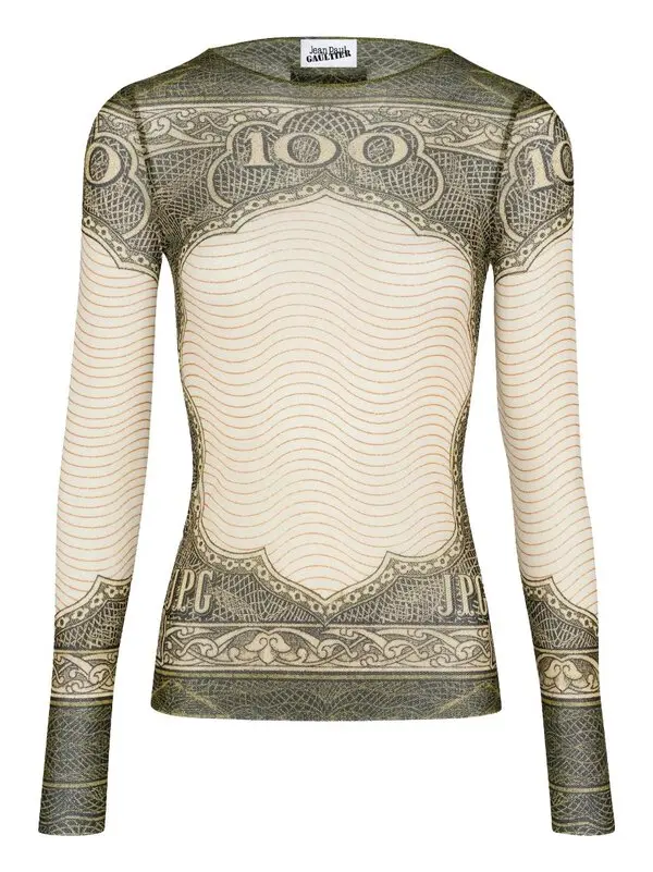 JEAN PAUL GAULTIER Long Sleeve Top With Cartouche Print - Multicolor