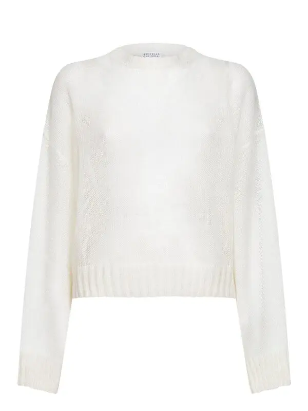 Brunello Cucinelli Ivory Mohair And Wool Monili Sweater - Multicolor