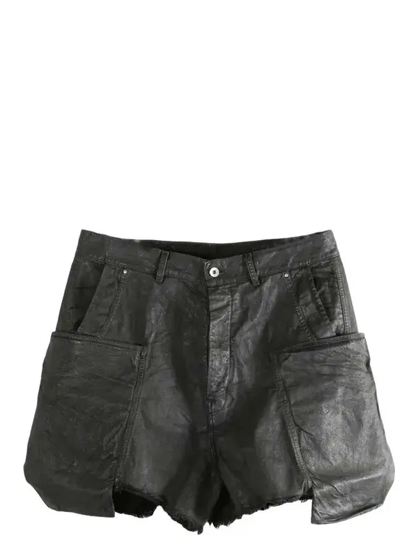 Rick Owens Cargo Shorts With Frayed Hem - Black