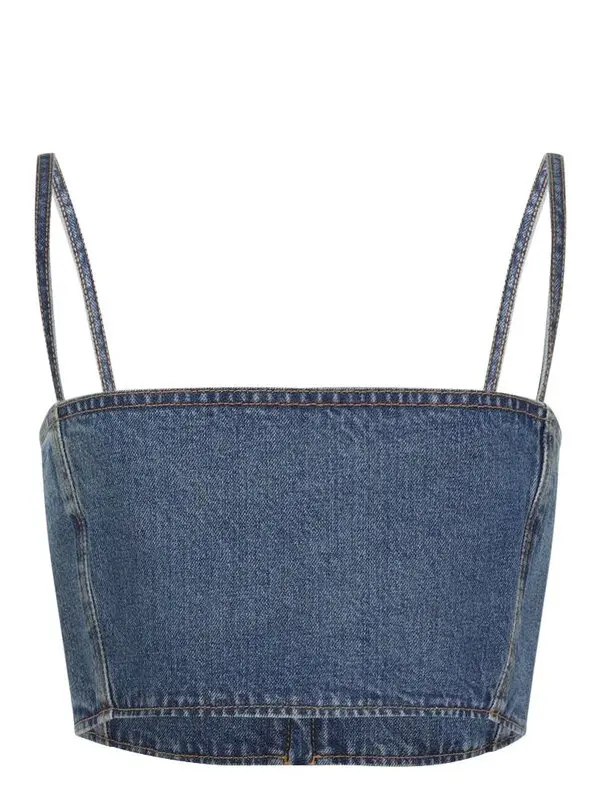Alaïa Cotton Blend Bustier Top - Blue
