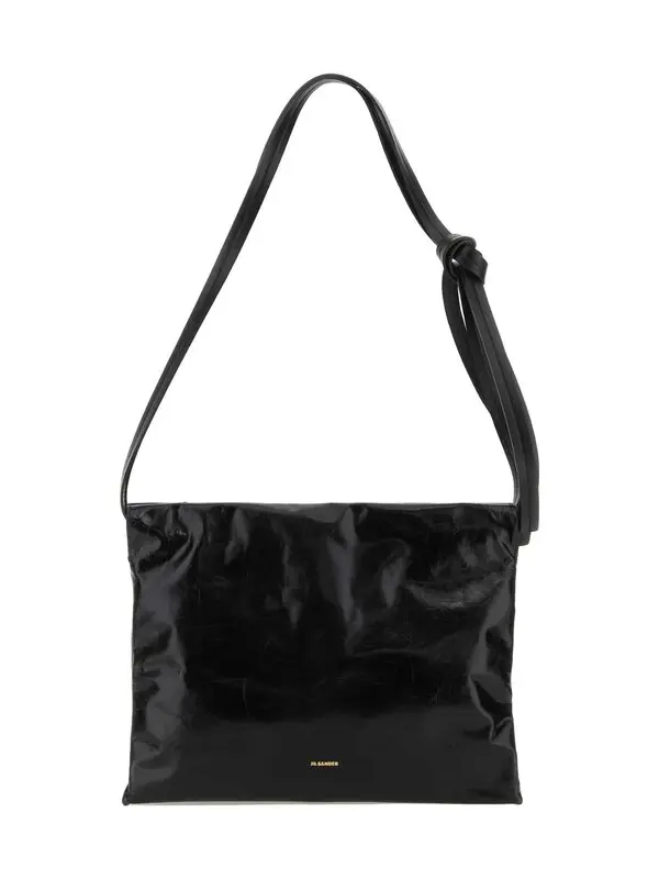 JIL SANDER Leather Cushion Crossbody Bag - Black