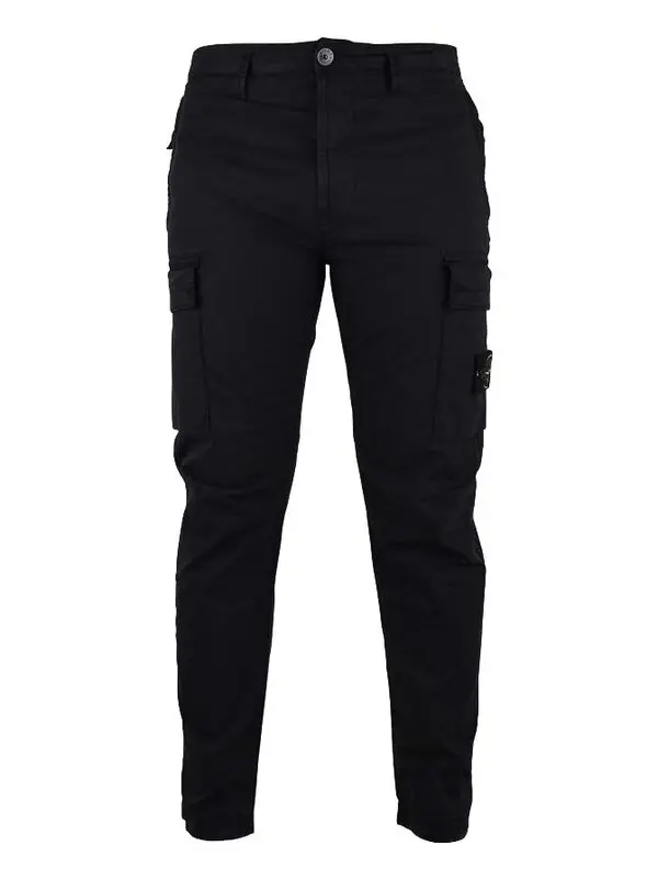 Stone Island Cotton Cargo Pants With Logo Patch - Black