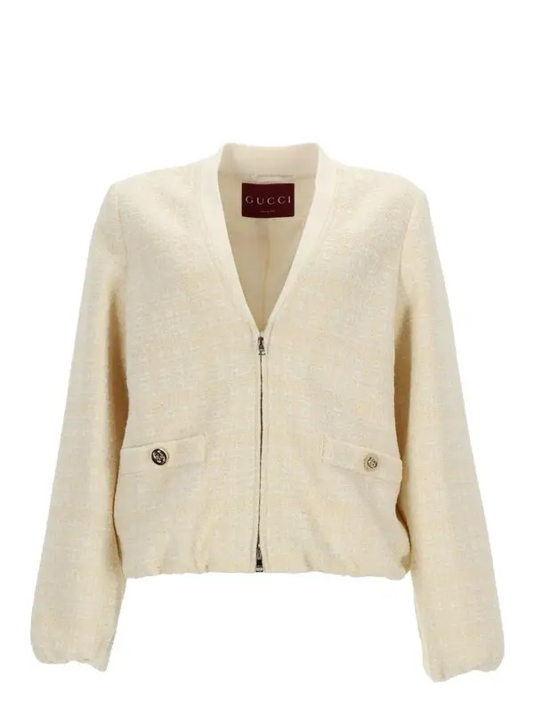 Gucci Plaid Zip-up Jacket - Cream