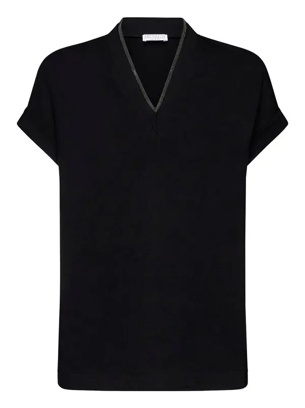 Brunello Cucinelli T-shirt With Precious Neckline - Multicolor