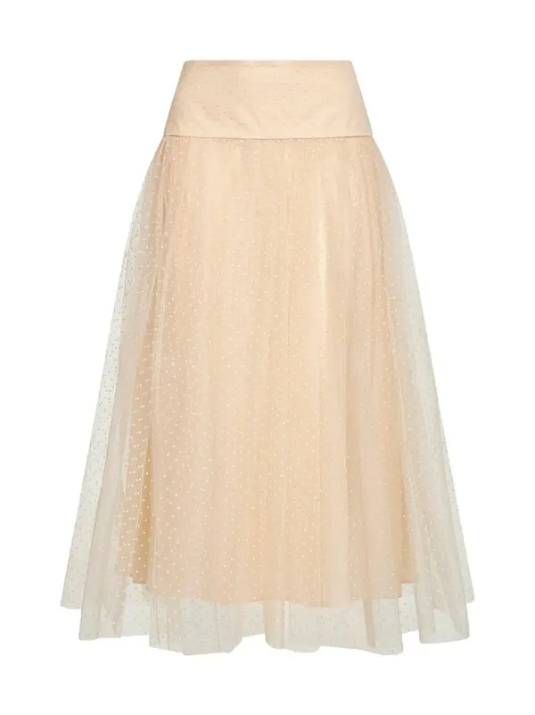 Zimmermann Cream Polka Dot Tulle Midi Skirt - Multicolor