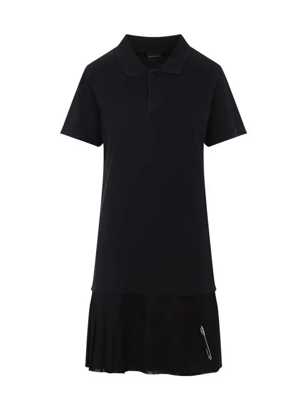 Balenciaga Layered Polo Mini Dress - Black