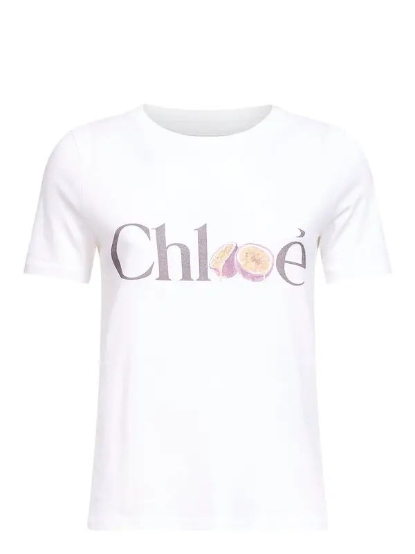 Chloé White Cotton Jersey Baby-fit Logo T-shirt - Multicolor