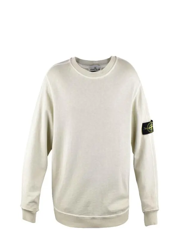 Stone Island Crewneck Sweatshirt With Logo Patch - Cream