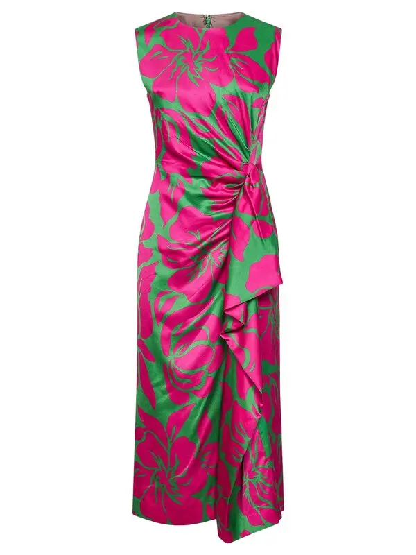 Dries Van Noten Floral-print Viscose Draped Midi Dress - Multicolor