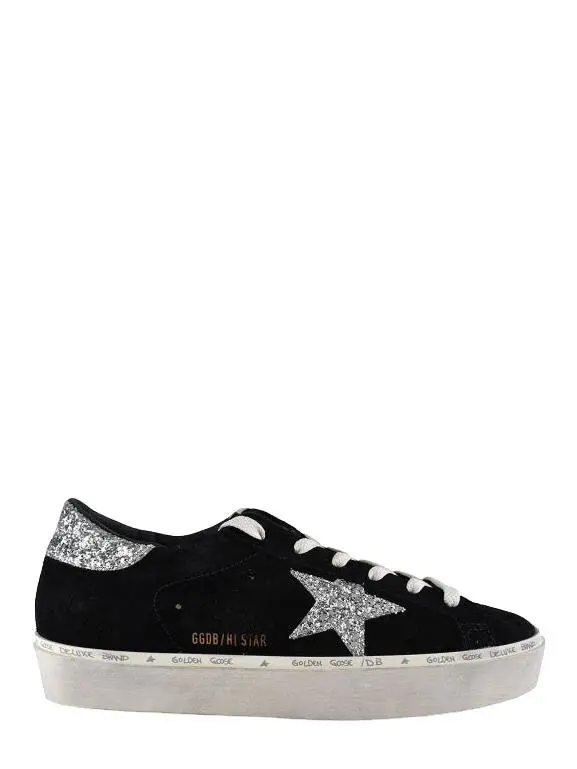 GOLDEN GOOSE Hi Star Suede Sequined Sneakers - White