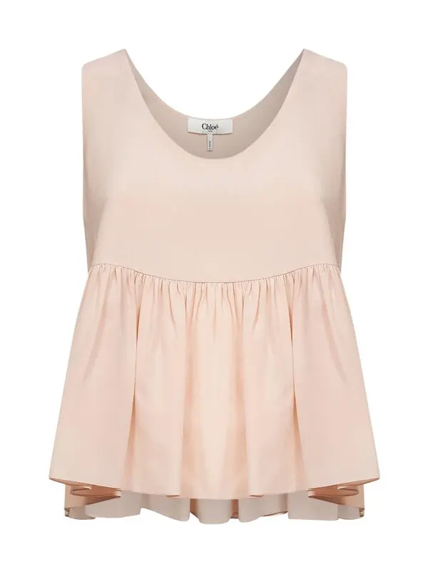 Chloé Sleeveless Fluid Top In Crêpe De Chine - Multicolor