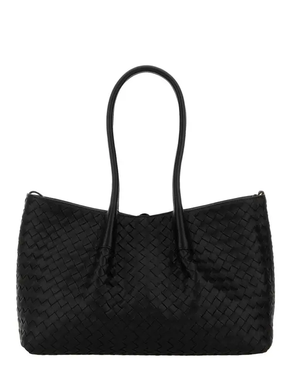 Bottega Veneta Leather Pinacoteca Reversible Shopping Bag - Black