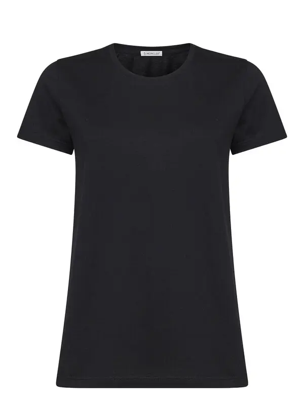Moncler Black Cotton Jersey Logo Patch T-shirt - Multicolor