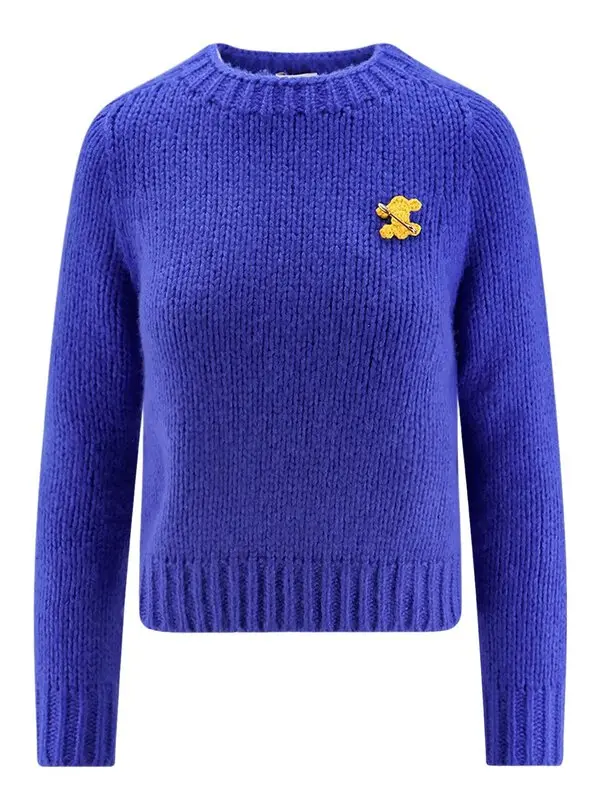 Celine Cashmere And Silk Blend Sweater With Triomphe Logo Detail - Multicolor