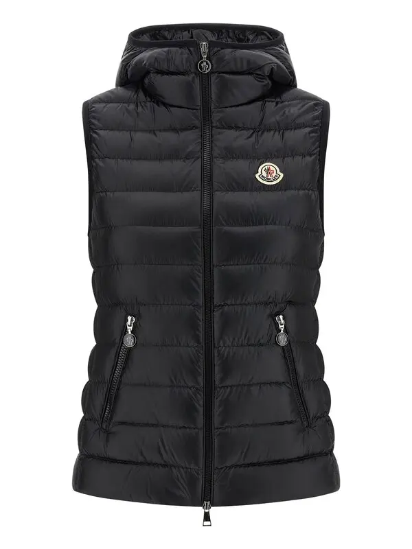Moncler Glygosse Quilted Goose Feather Padded Vest With Hood - Black
