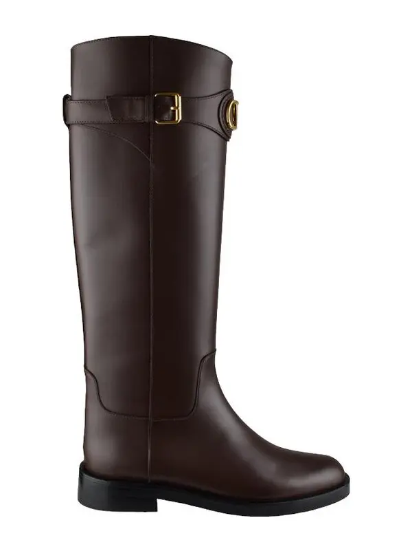 Valentino Garavani Vlogo Leather Boots - Brown