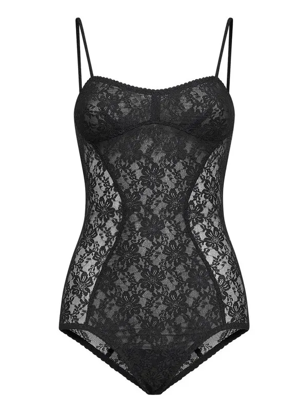 Attico Black Stretch Lace Bodysuit - Multicolor