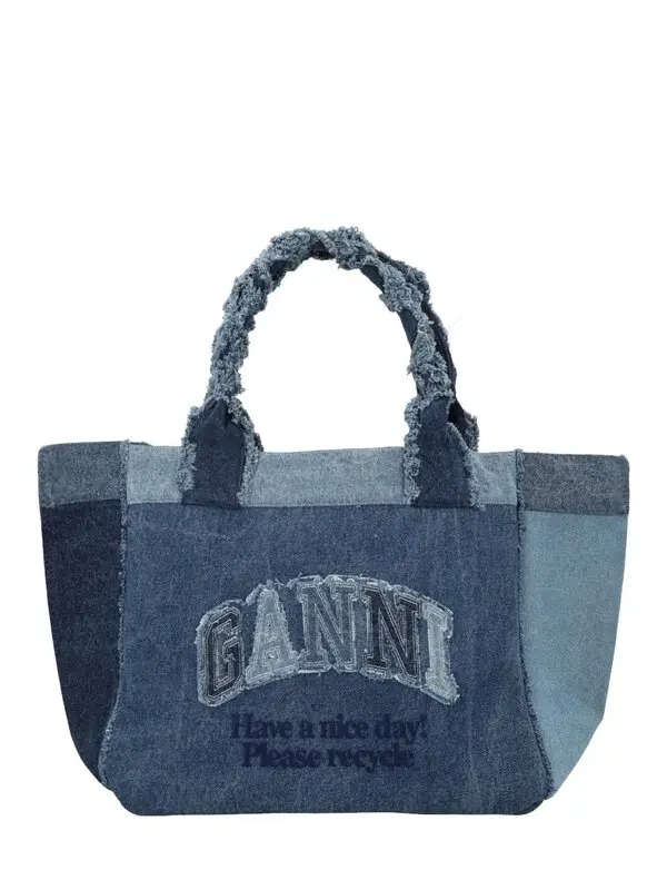 GANNI Medium Tote Bag In Denim - Blue