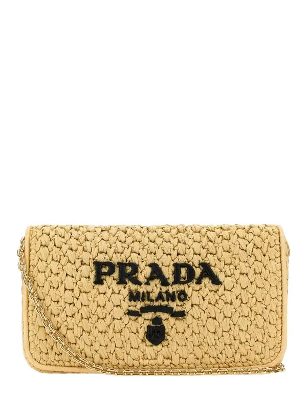 Prada Raffia Crossbody Bag - Brown
