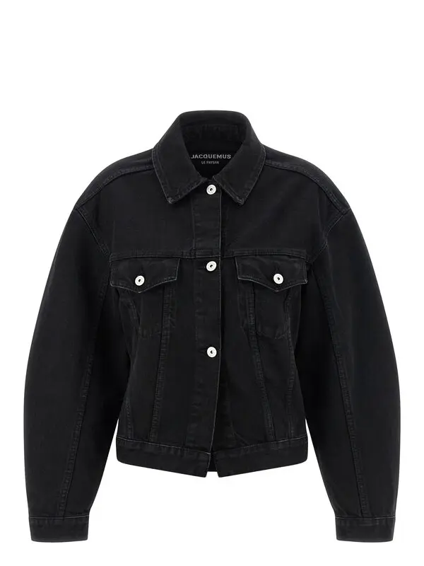 Jacquemus La Veste De-nimes Embroidered Denim Jacket - Black