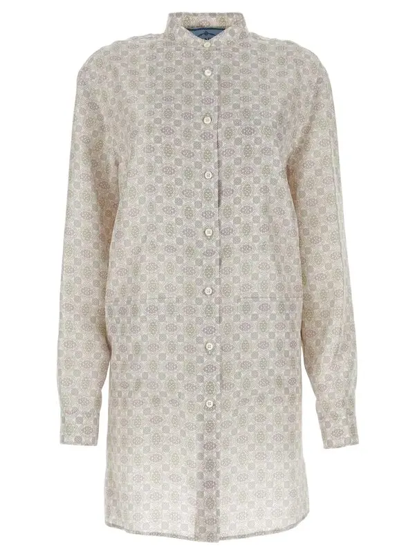 Prada Printed Silk Shirt Dress - Multicolor