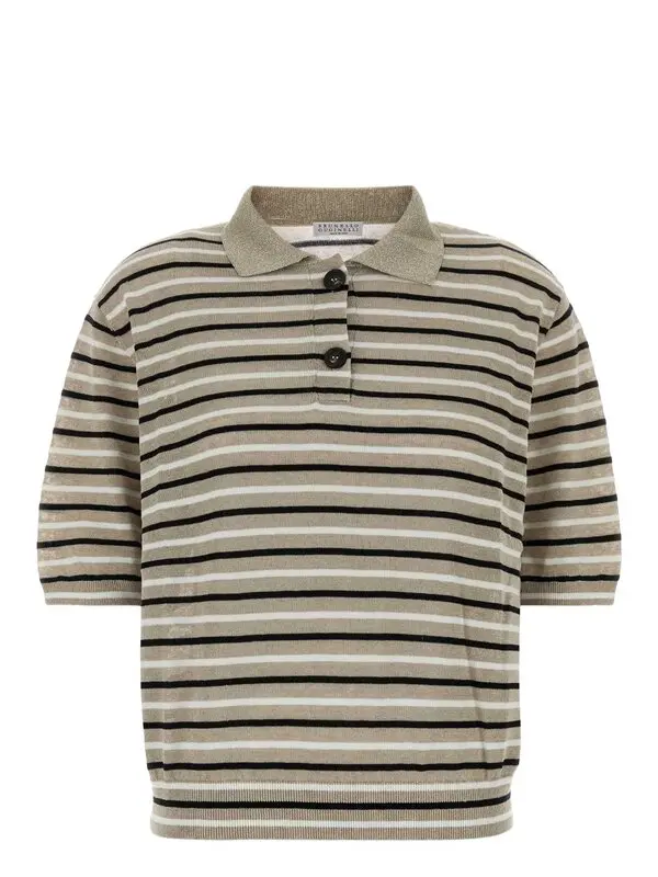 Brunello Cucinelli Striped Knit Polo Shirt - Multicolor