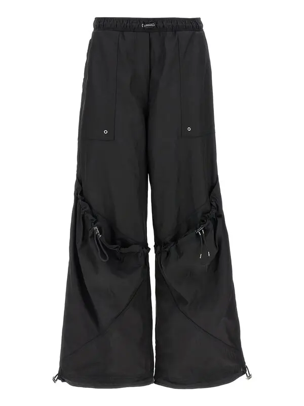Attico Oversized Nylon Pants With Drawstring Detail - Black