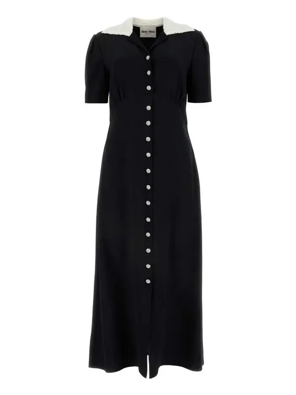 Miu Miu Crepe Shirt Dress - Black